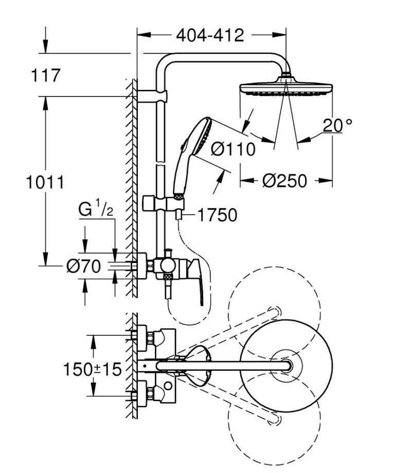 Tempesta 250 Shower System with single-lever - Carini Stores Ltd.