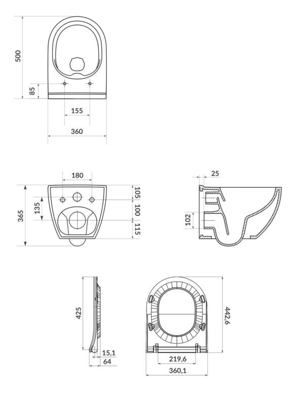 Eco Oval Wallhung Rimless WC - Carini Stores Ltd.