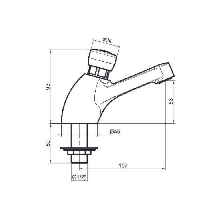 Basin mounted self closing push button tap - Carini Stores Ltd.
